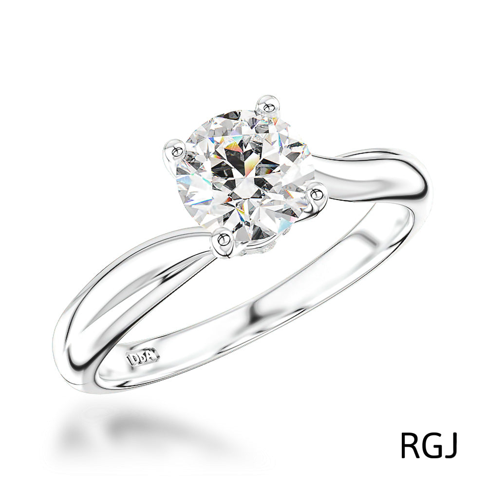 The Rona Four Claw Platinum 0.50ct Round Brilliant Cut Diamond Solitai