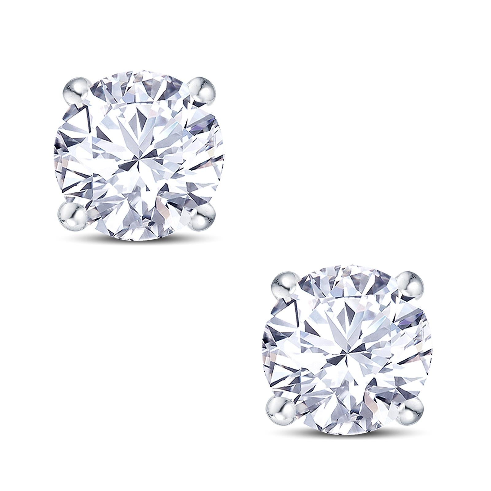 18ct White Gold Round Brilliant Cut Diamond Four Claw Basket Stud Earr