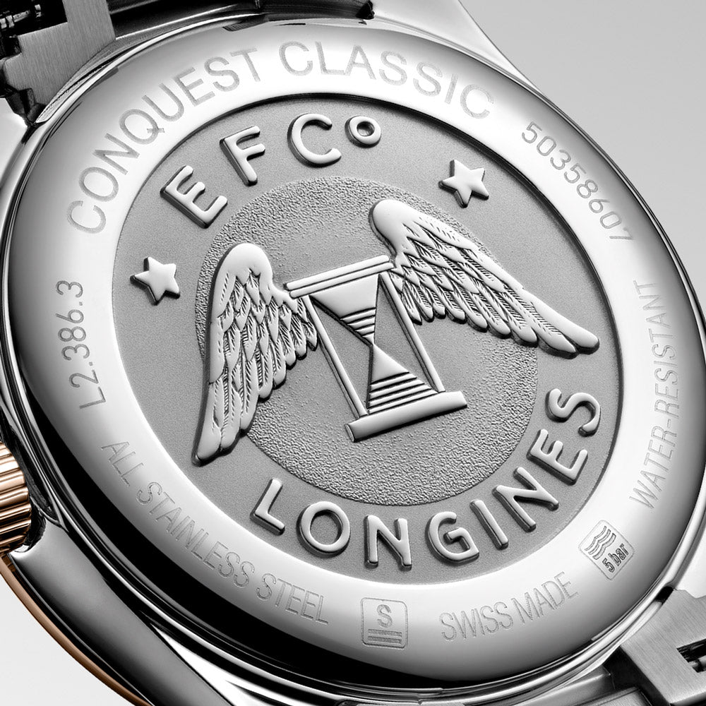 Longines Conquest Classic 34mm Silver Dial Red PVD Steel Ladies Quartz