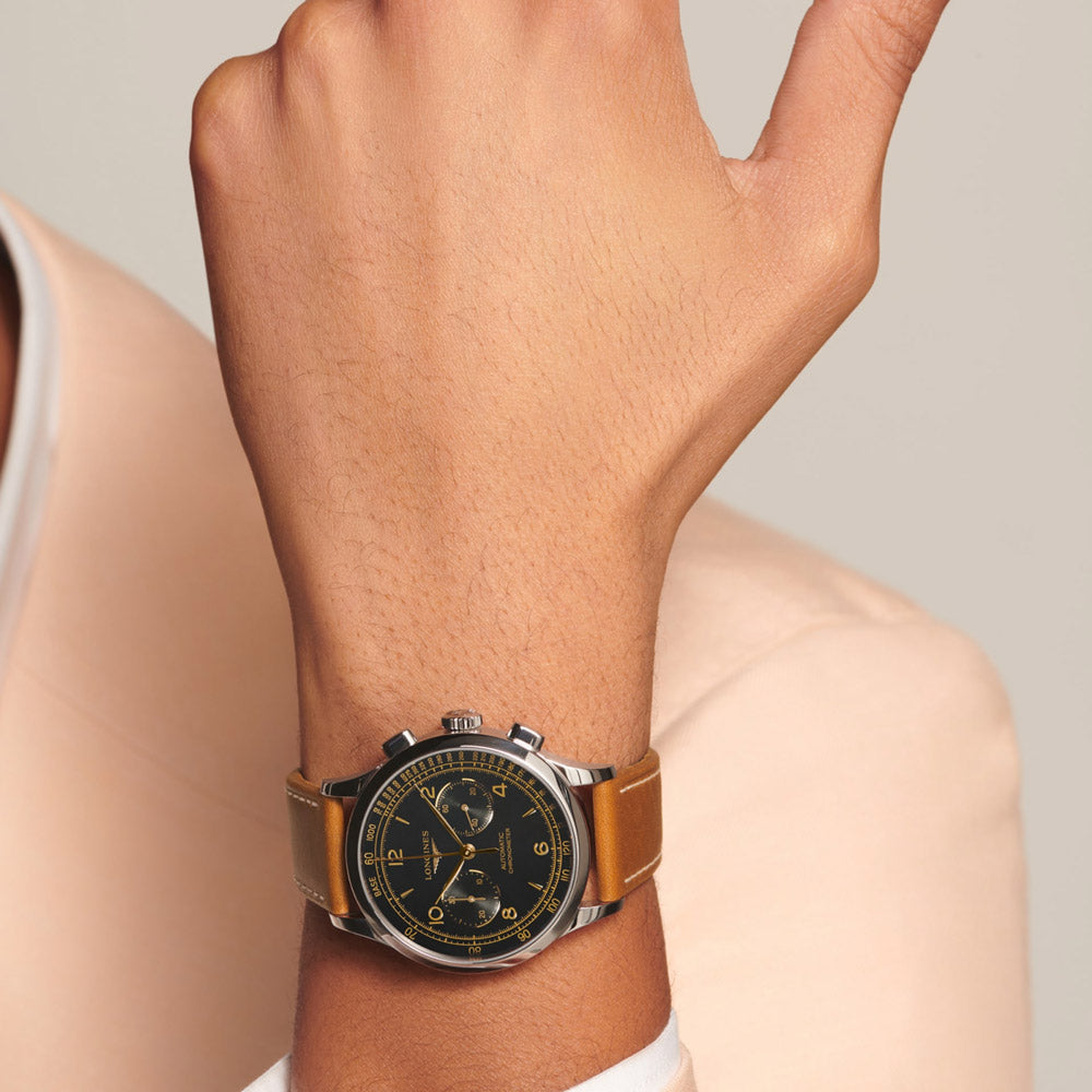 Longines Record 40mm Black Dial Automatic Chronograph Gents Watch L2.9