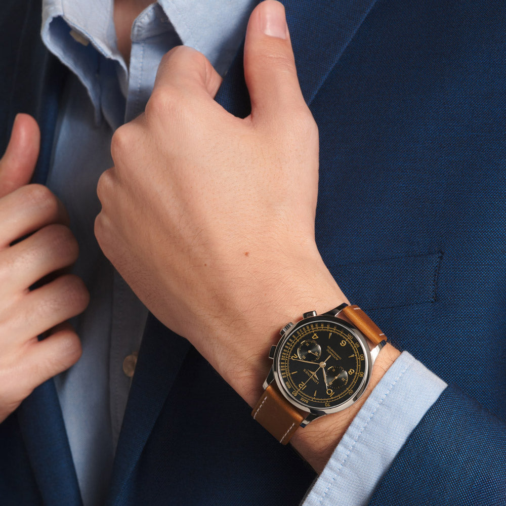 Longines Record 40mm Black Dial Automatic Chronograph Gents Watch L2.9