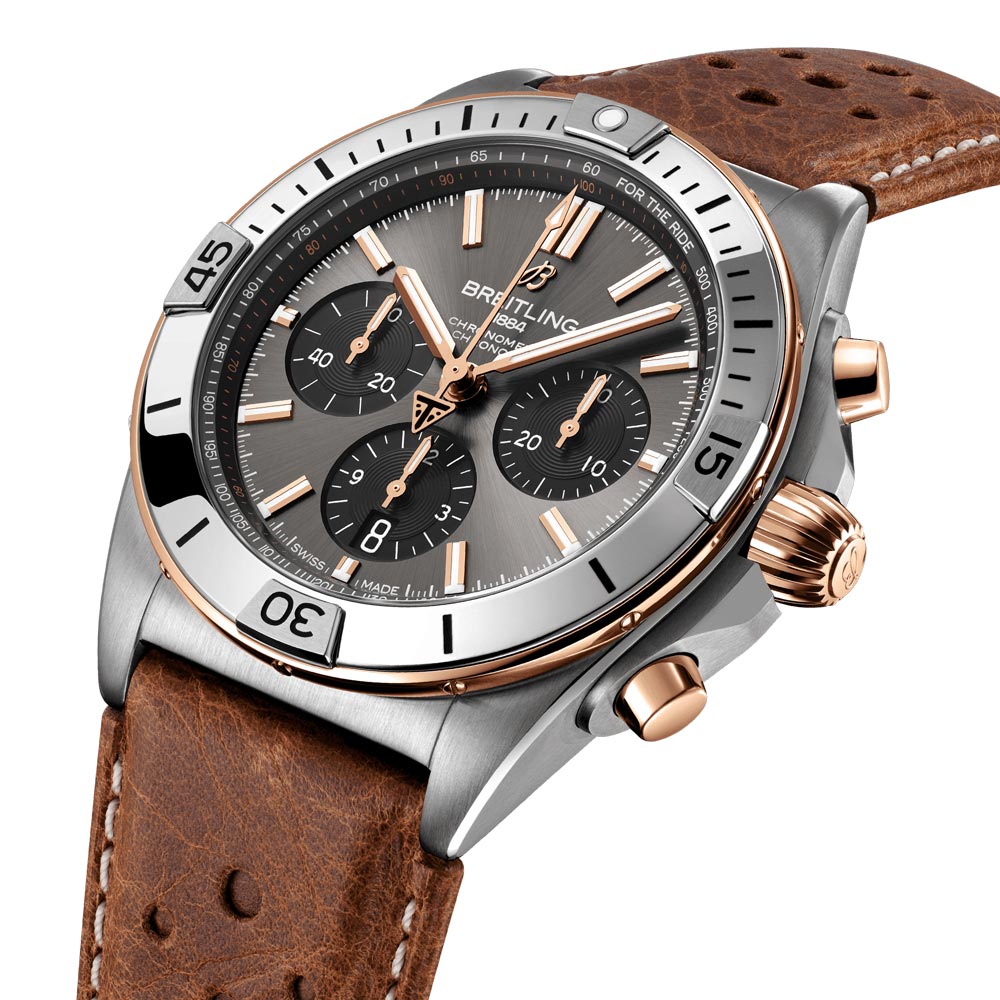Breitling Chronomat B01 42mm Anthracite Dial Steel and 18ct Rose Gold