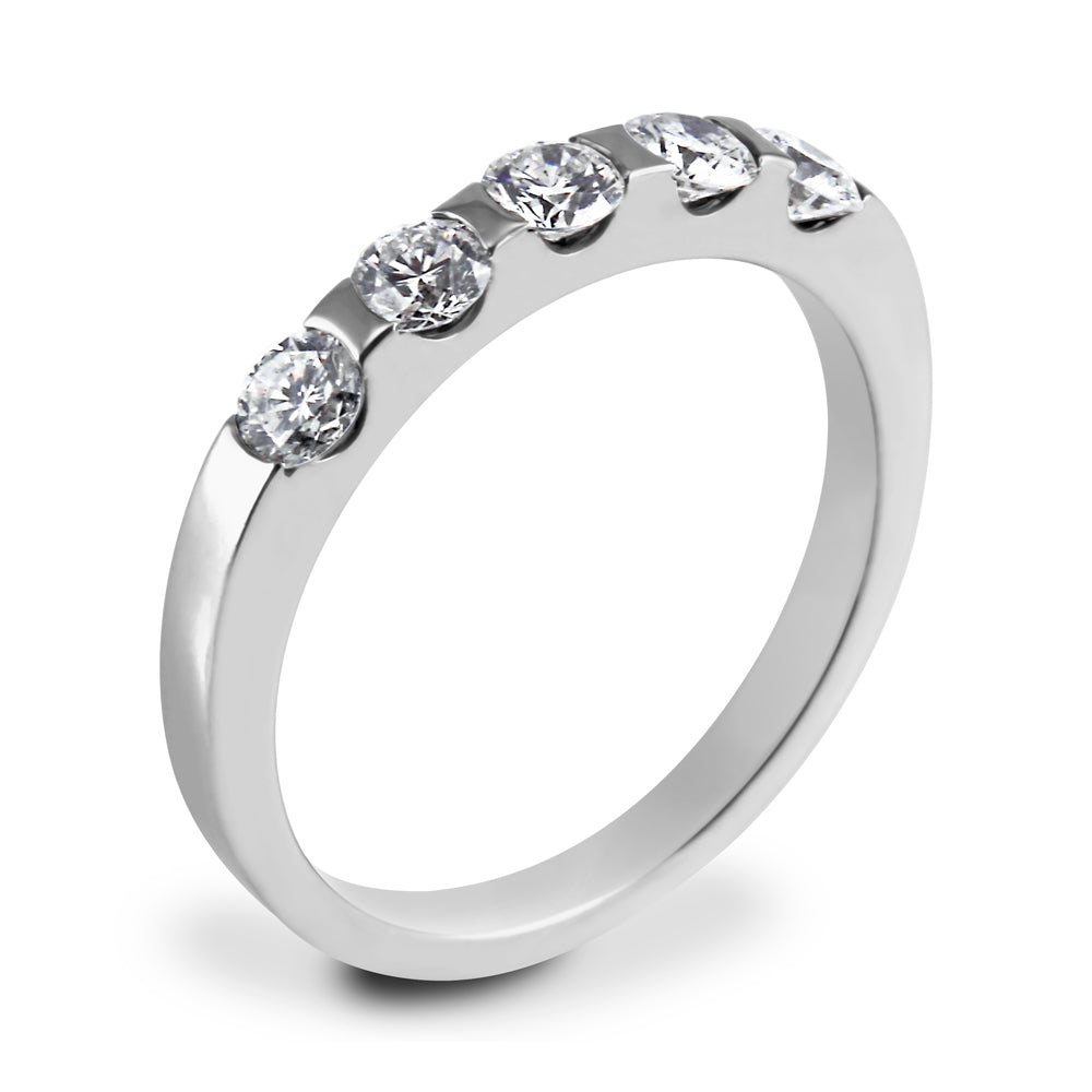 Christopher Wharton Platinum 0.61ct Tension Set Five Diamond Ring