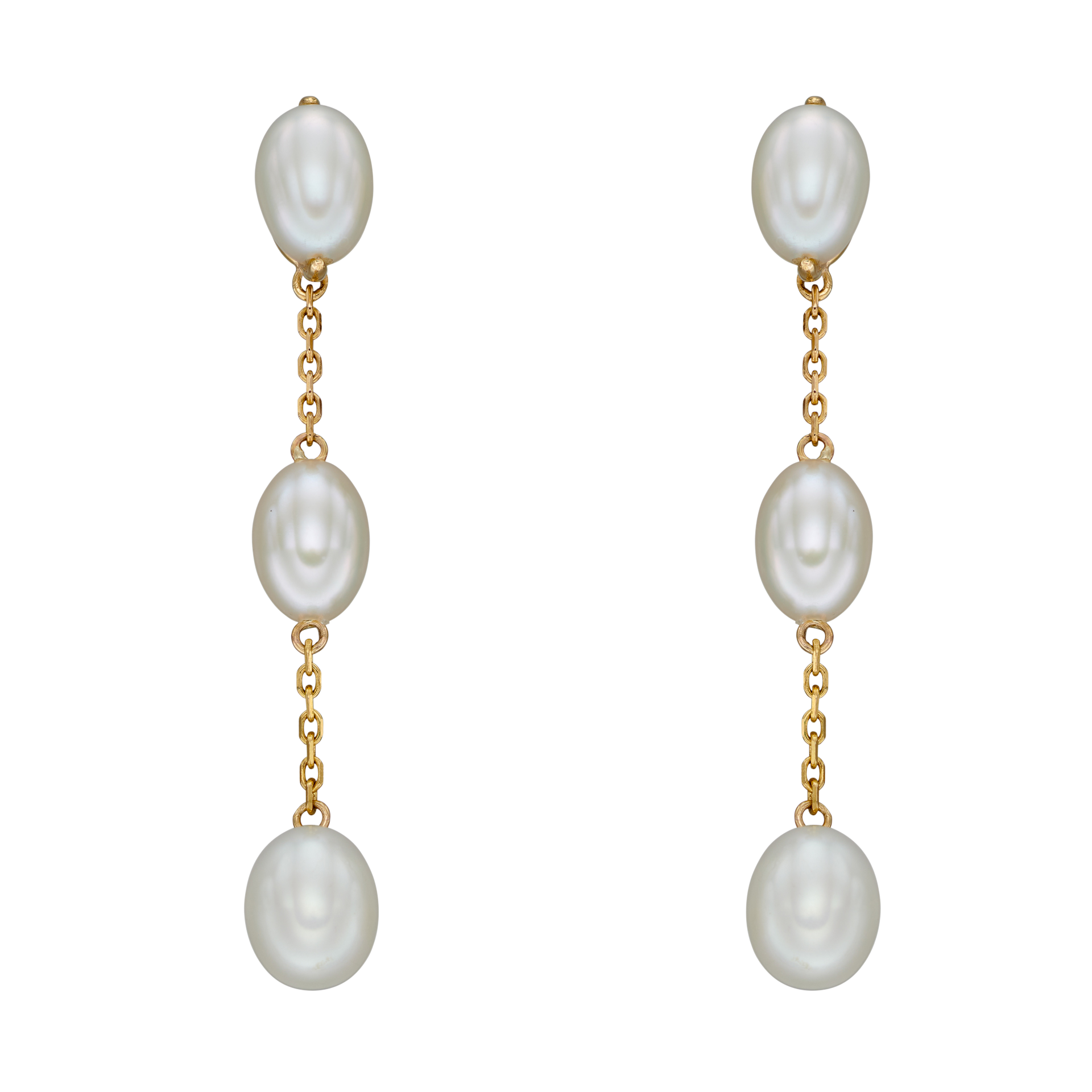 9ct Yellow Gold Freshwater Pearl Tier Drop Earrings GE2388W