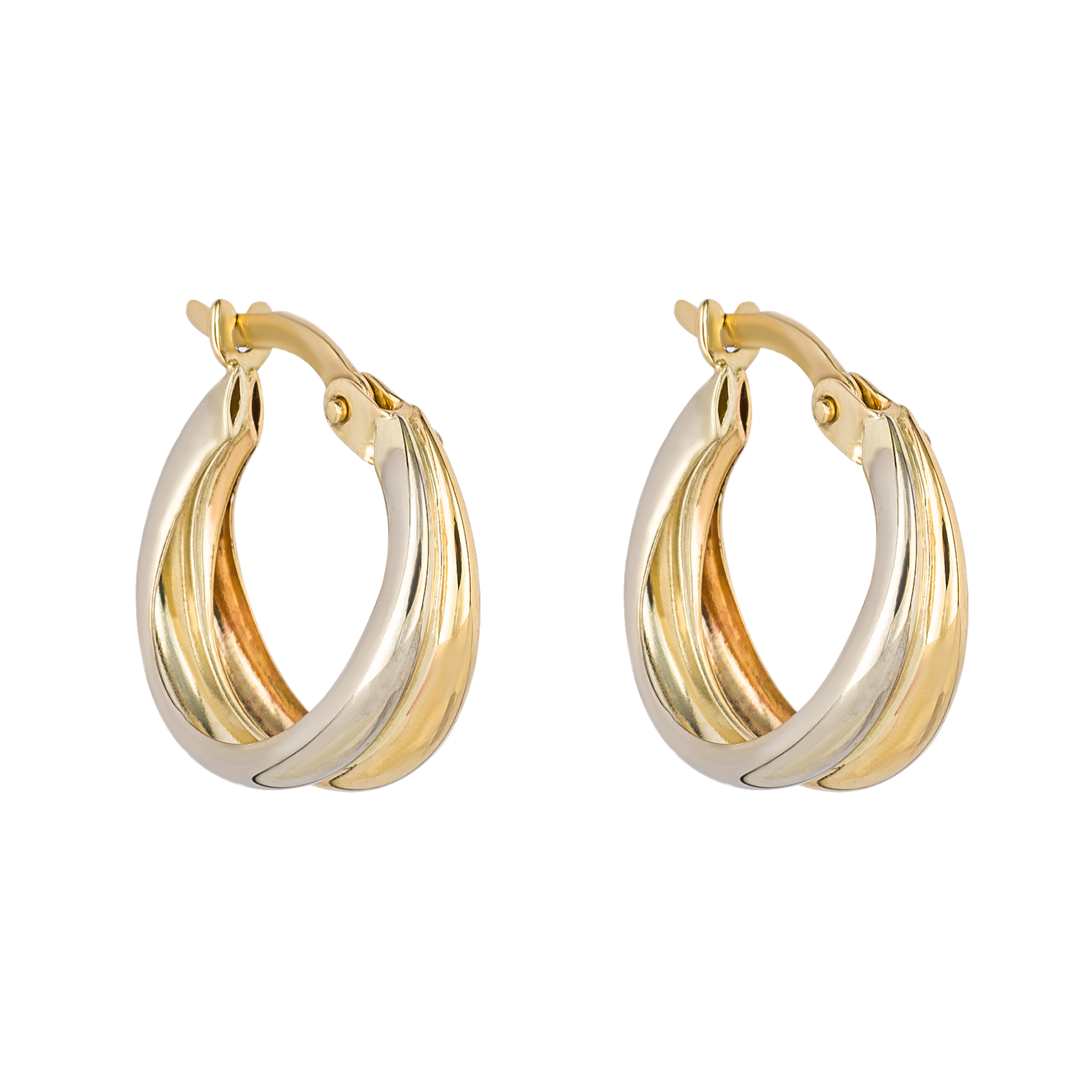 9ct Yellow And White Gold Double Hoop Earrings