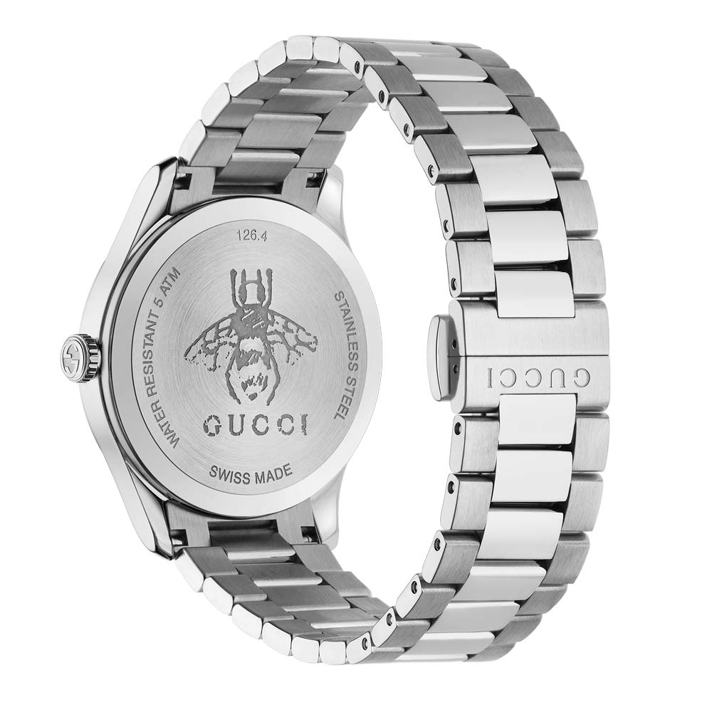 Gucci G-Timeless 38mm Silver Bee Motif Dial Ladies Quartz Watch YA1264
